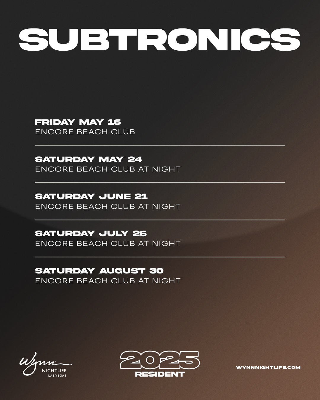Subtronics Announces 2025 Residency at Encore Beach Club! – EDM Life